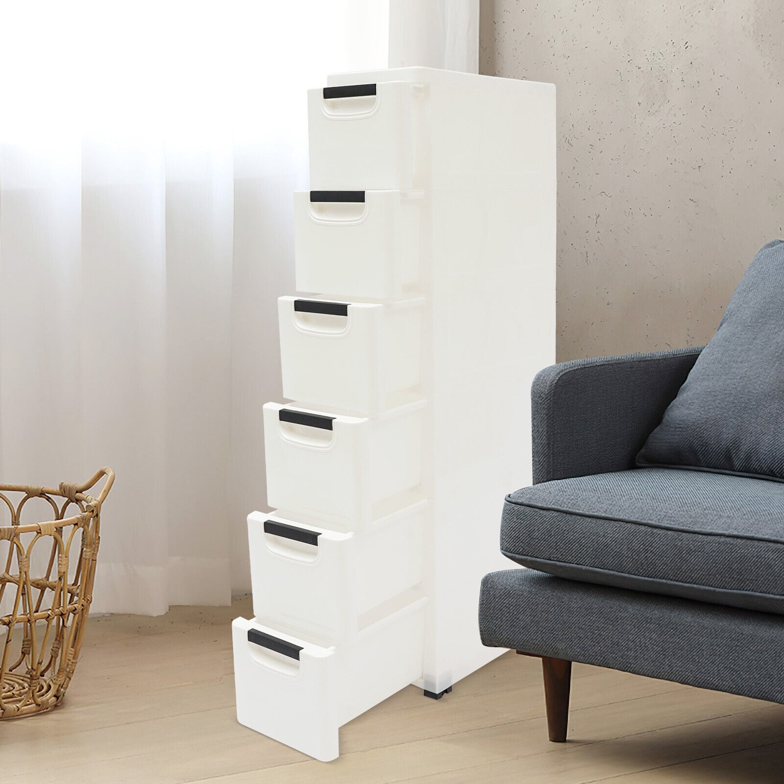 6Drawers Floor Storage Cabinet Narrow Space Storage Cabinet Rack for ...