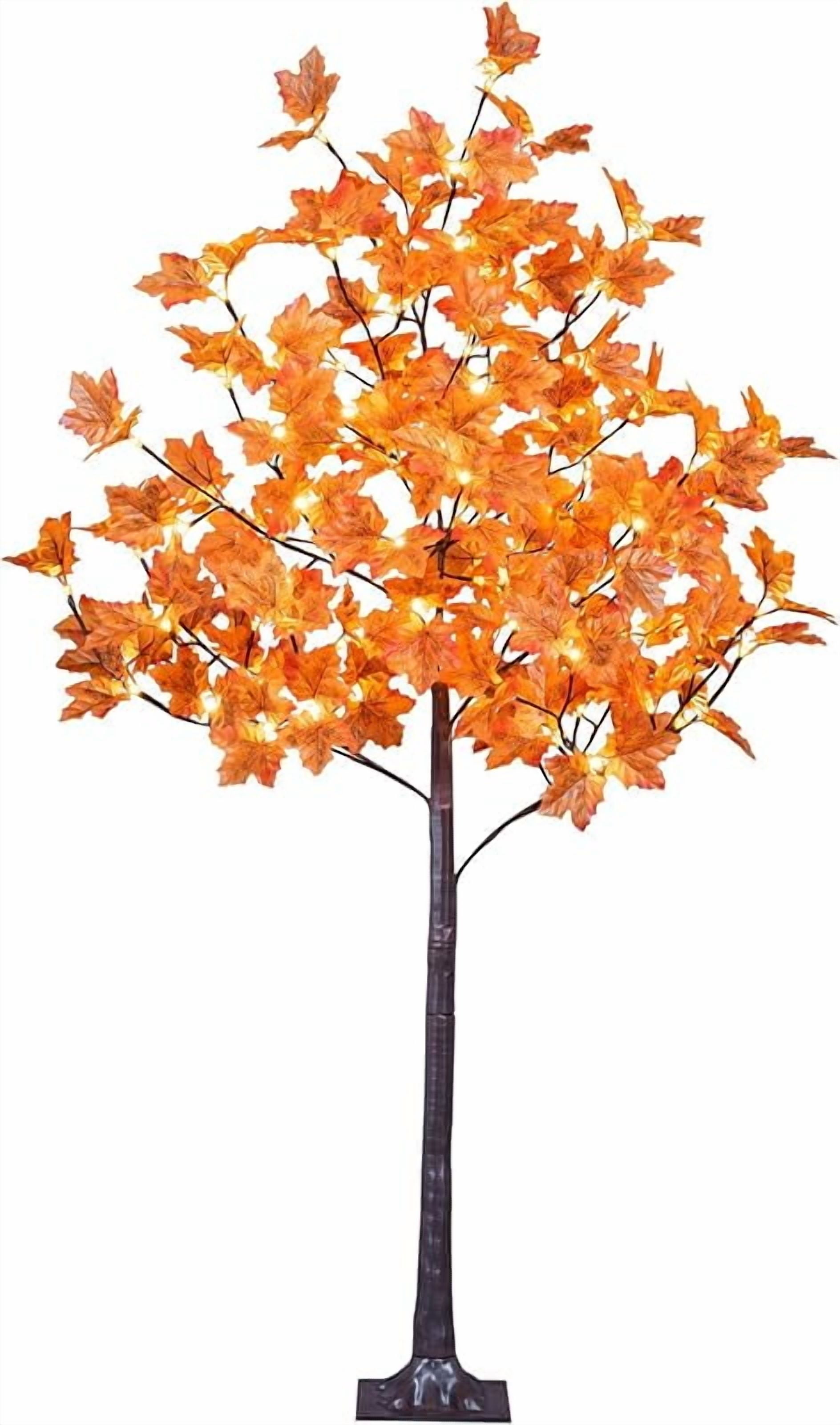 6FT 120LED Artificial Lighted Maple Tree Warm White Fall Decorations ...