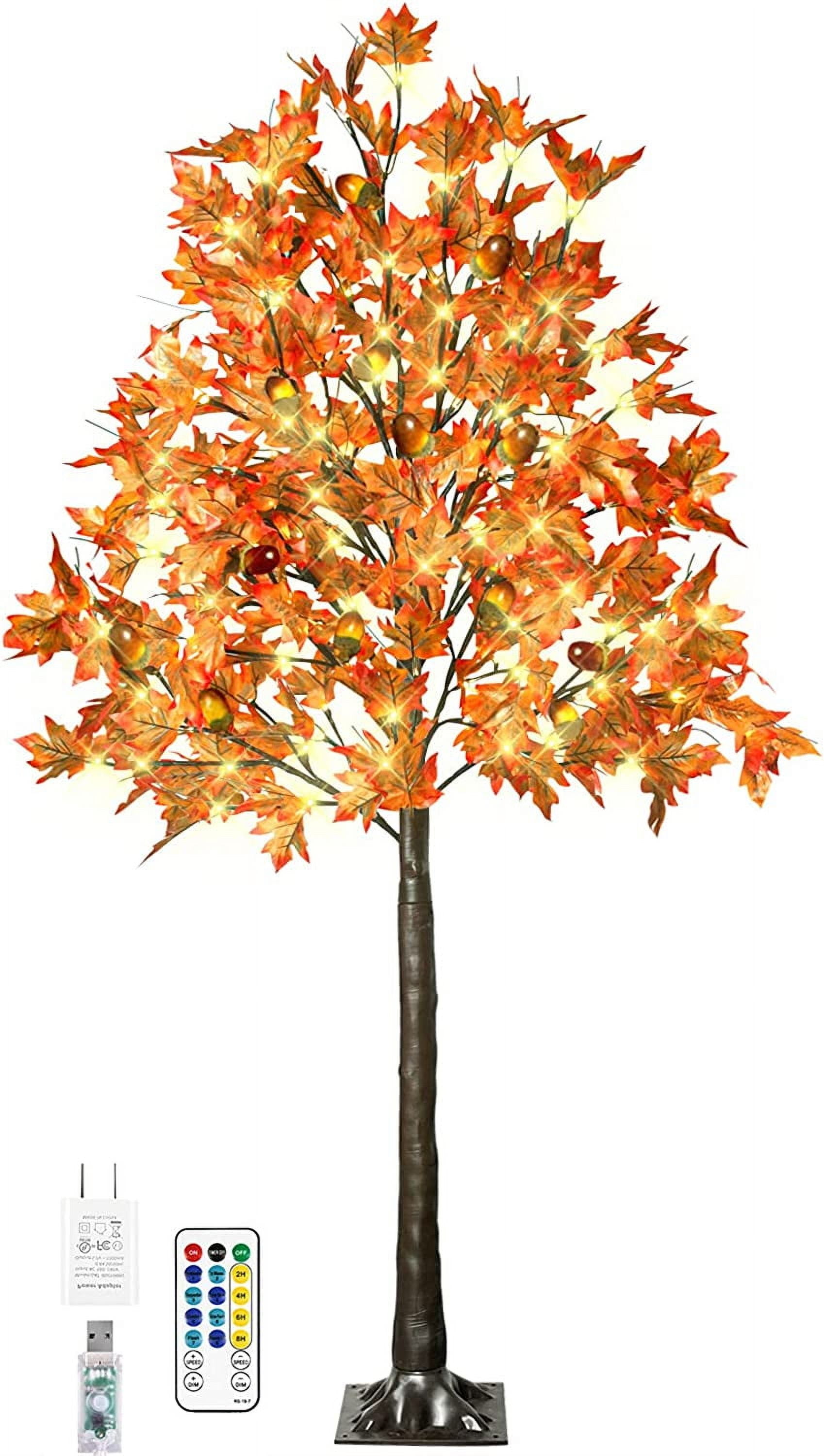 6FT 130 LED Lighted Maple Tree - Thanksgiving Decor Artificial Fall ...