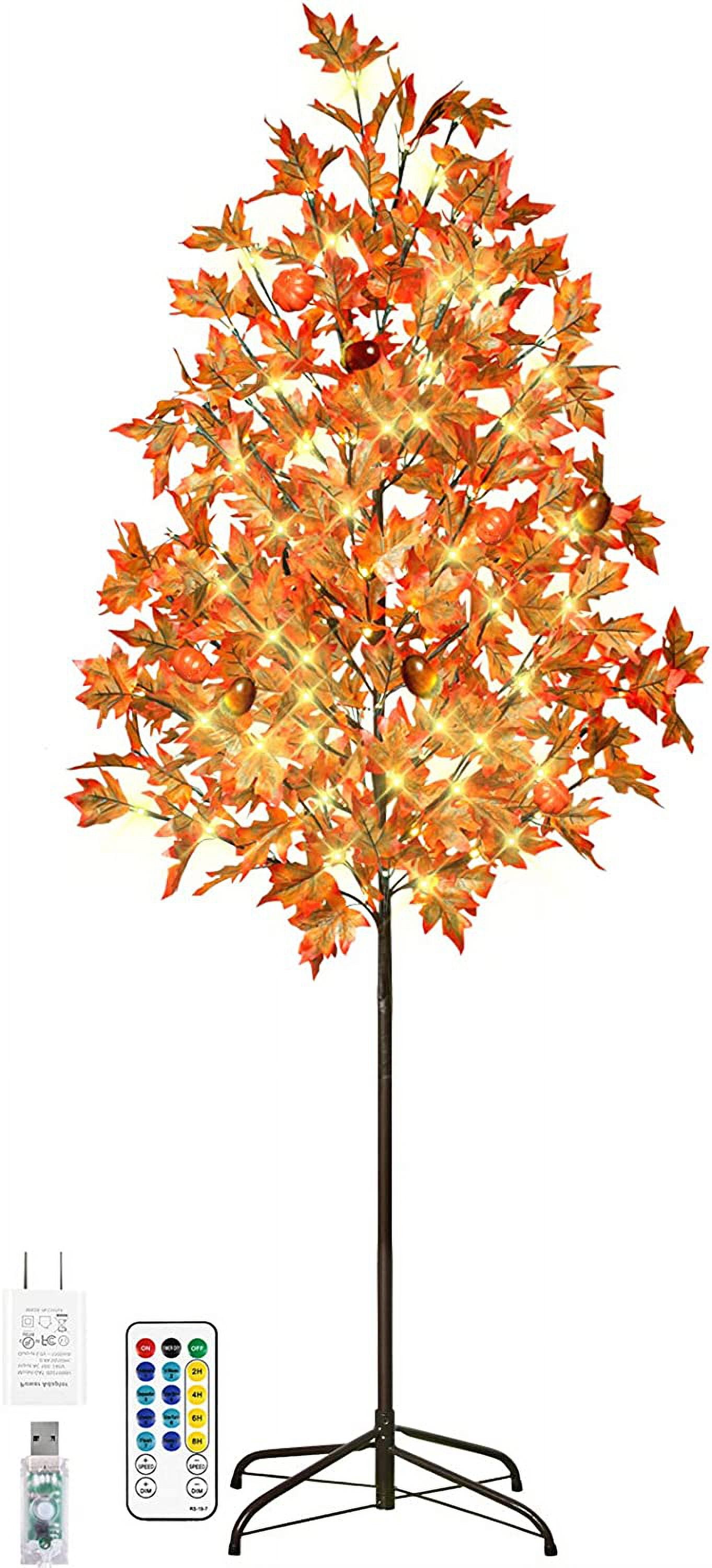 6FT 144 LED Lighted Maple Tree - Thanksgiving Decor Artificial Fall ...
