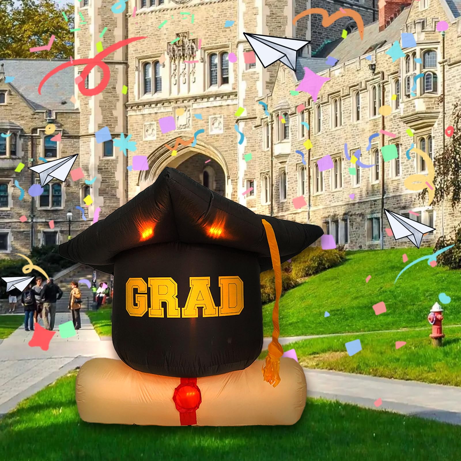 6FT 2025 Oversized Graduation Season Doctor Hat Inflatable Decoration ...