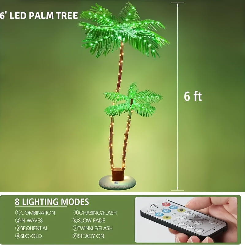 6FT 3 Trunks Solar Lighted Palm Tree Bar Outdoor Christmas Decorations ...