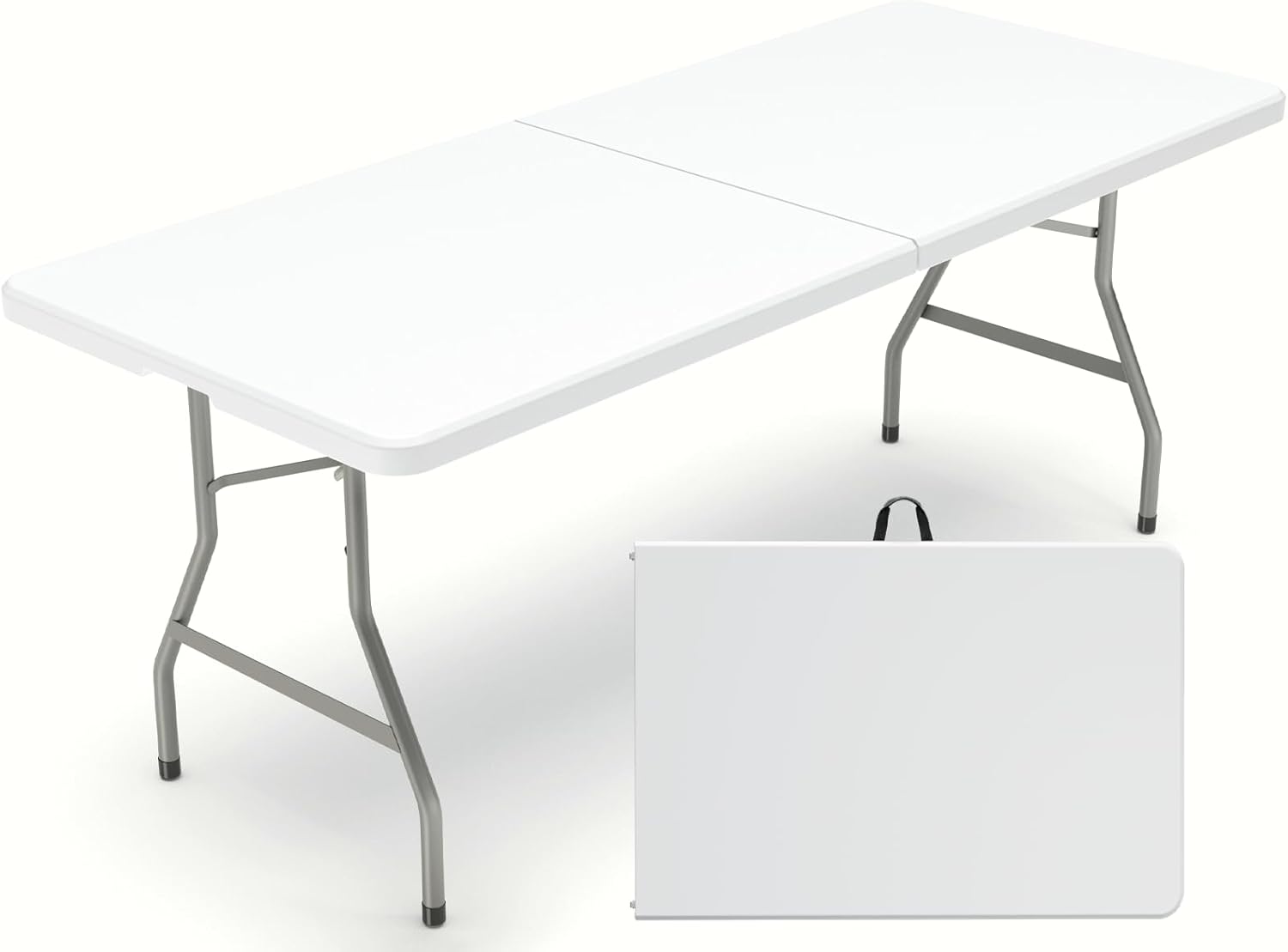 6FT（30"x72"） Folding Table, Indoor Outdoor Heavy Duty Table with ...