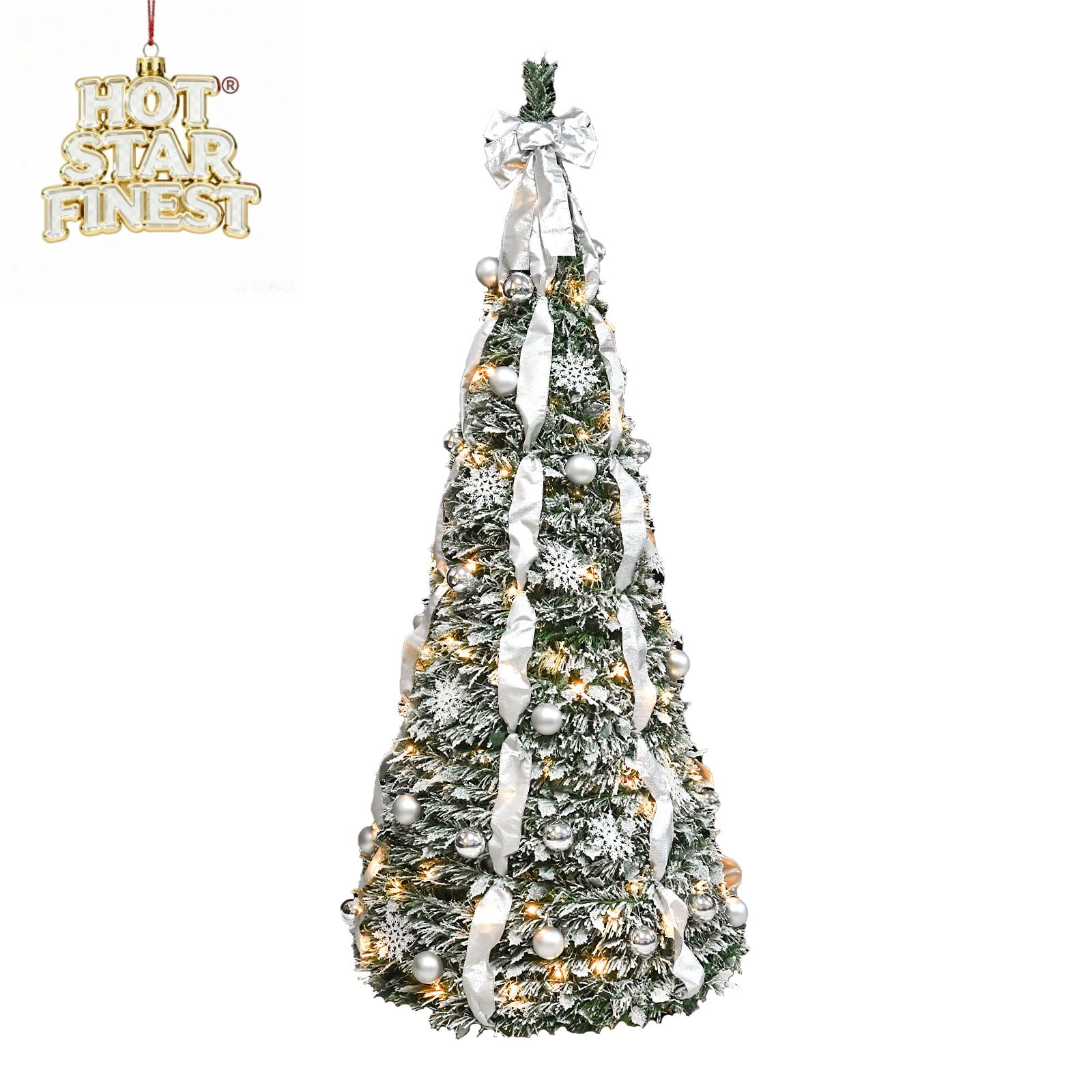 6FT/7FT/7.5FT Pop-Up Christmas Tree with Ornaments & UL Lights – Pre ...