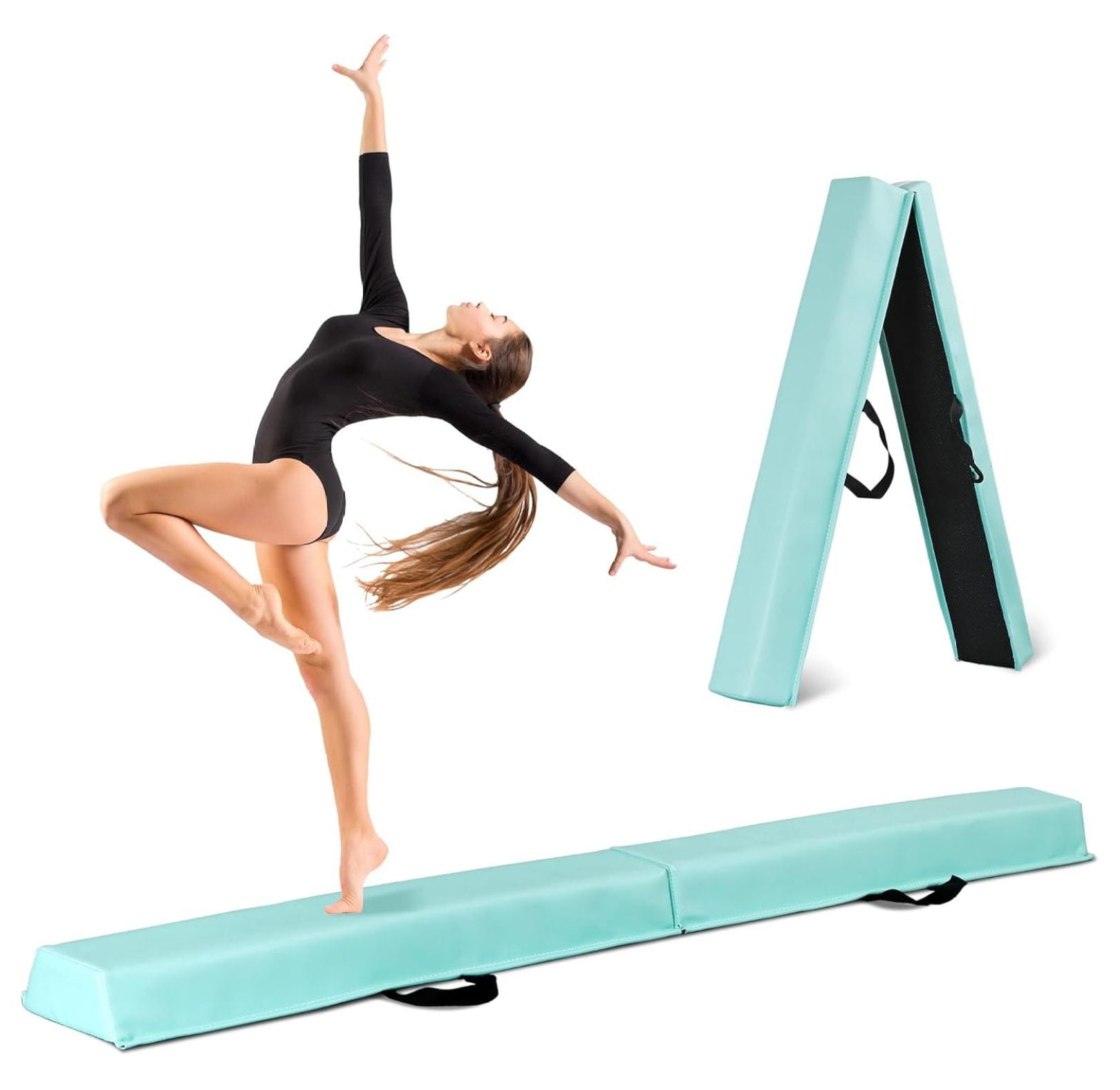 6FT/9FT Balance Beam Folding Gymnastics Beam Extra Firm Foam Anti-Slip ...