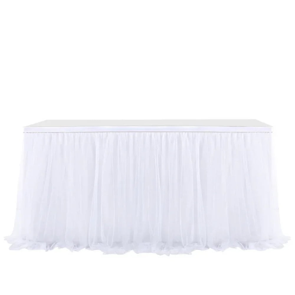 6FT /9FT Tulle Table Skirt ,Rectangle Round Tutu Table Skirt Cloth for ...