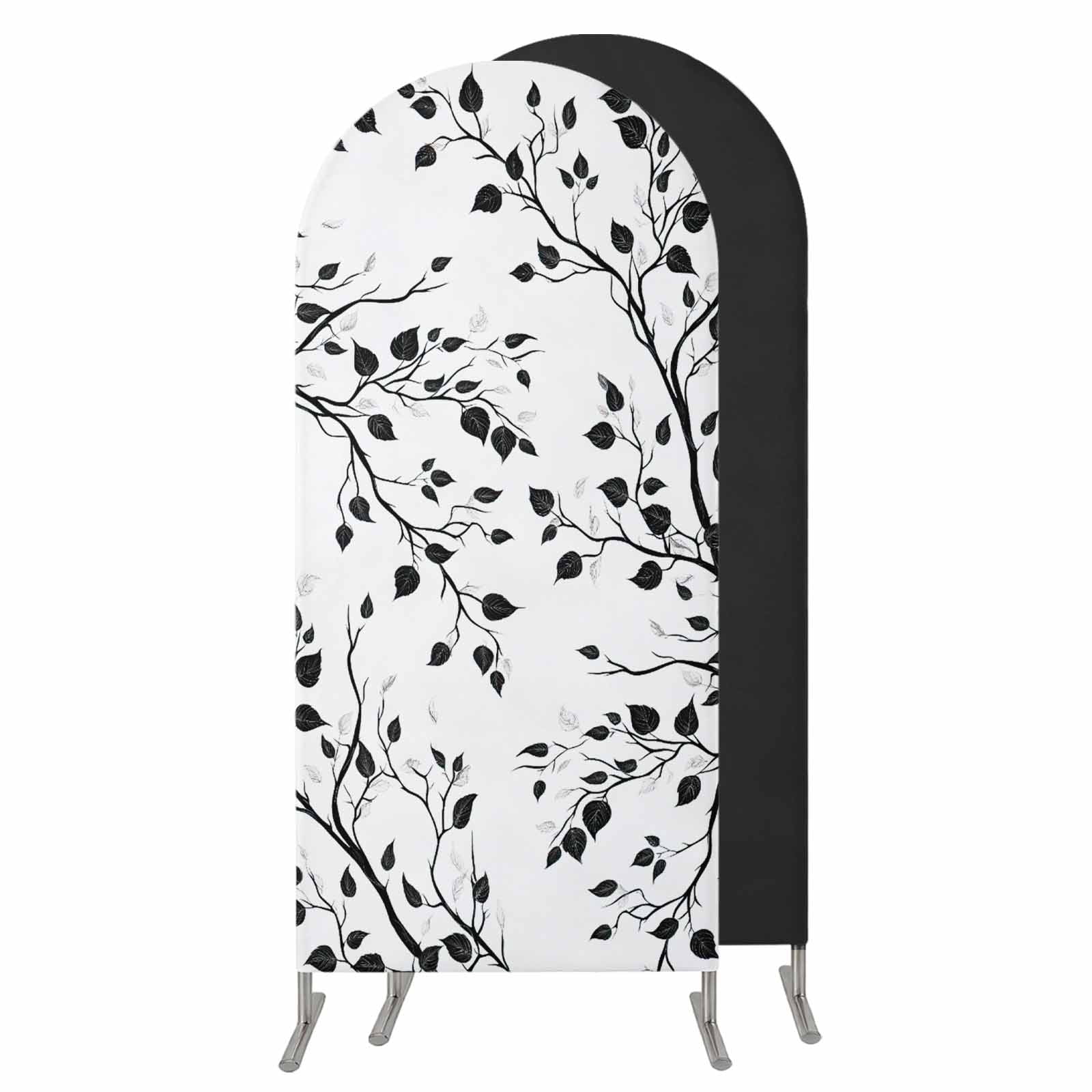 6FT Arch Backdrop Covers, Black Botanical Wedding Arch Cover Stretchy ...