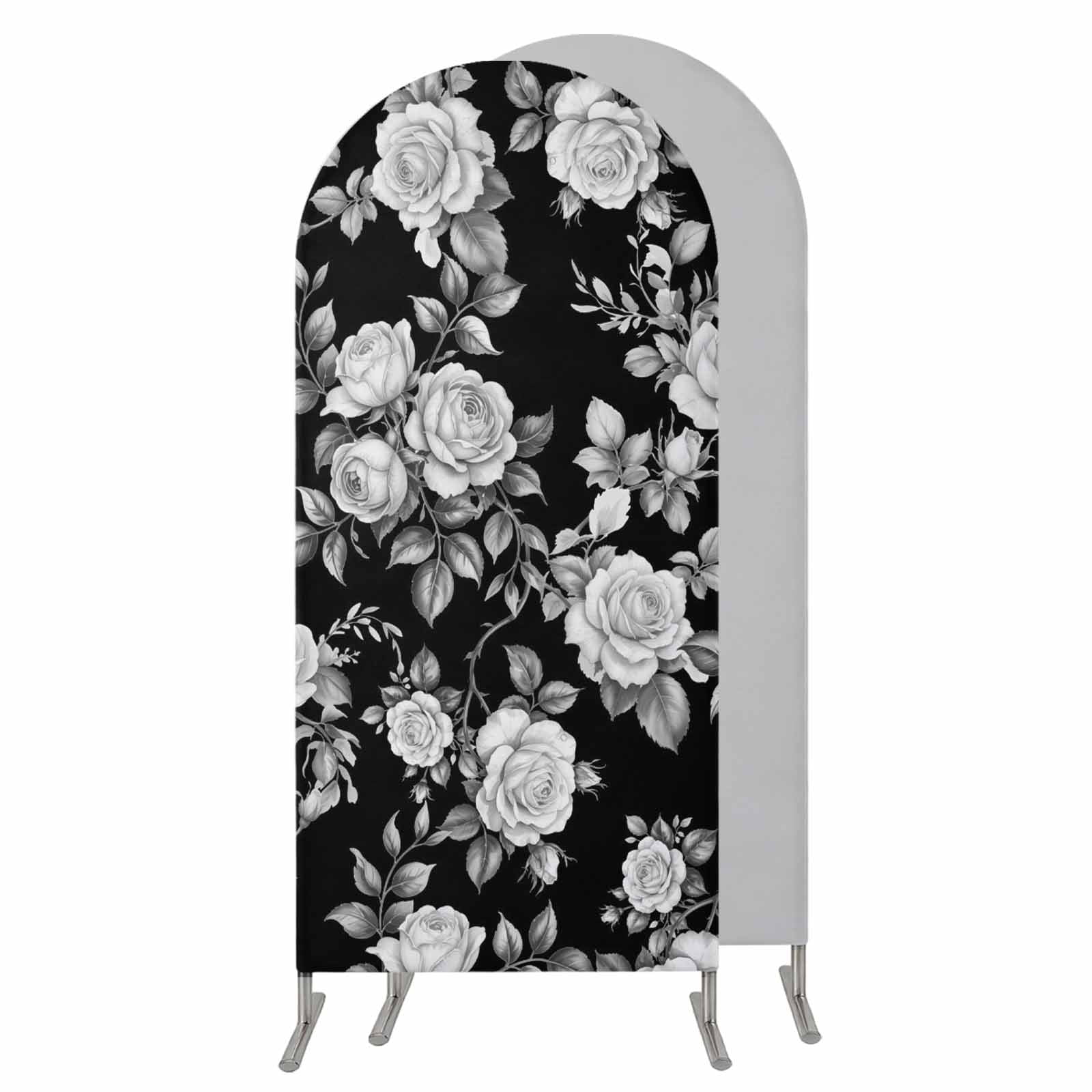 6FT Arch Backdrop Covers, Black Rose Wedding Arch Cover Stretchy ...