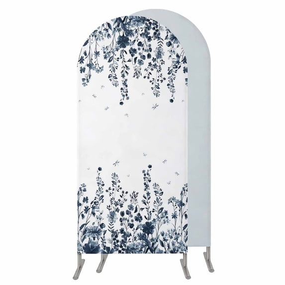 6FT Arch Backdrop Covers, Blue Botanical Wedding Arch Cover Stretchy ...