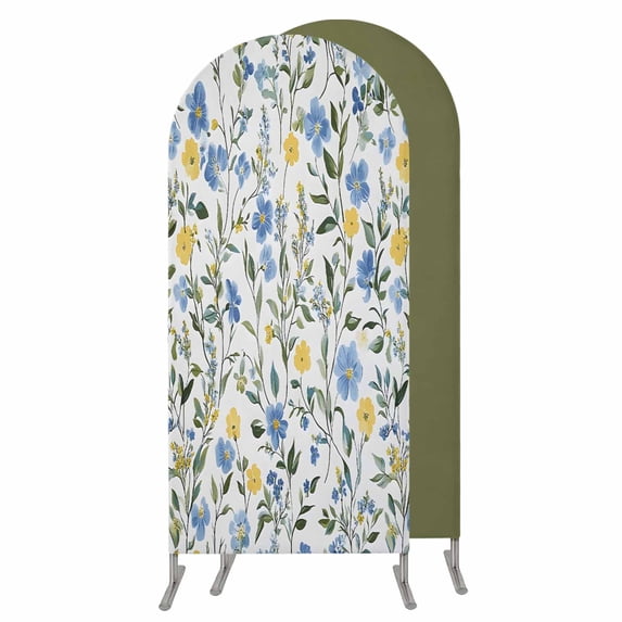 6FT Arch Backdrop Covers, Blue Yellow Floral Spring Wedding Arch Cover ...