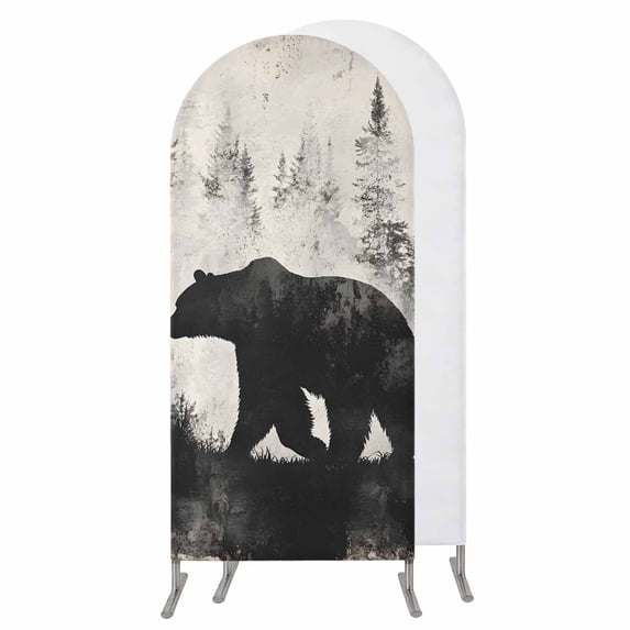 6FT Arch Backdrop Covers, Brown Bear Wedding Arch Cover Stretchy, Retro ...