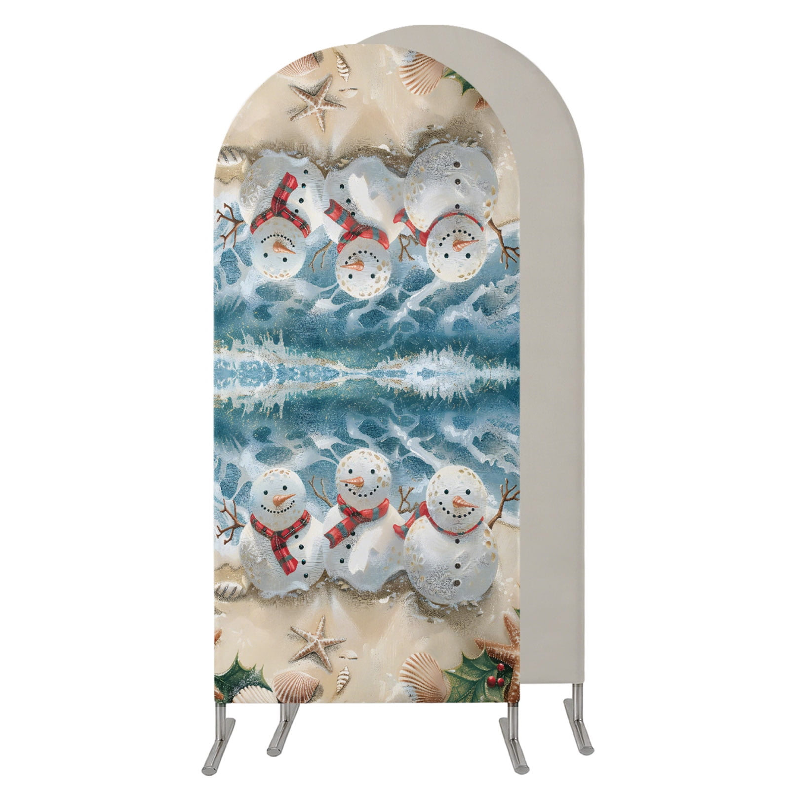 6FT Arch Backdrop Covers, Coastal Snowman Christmas Wedding Arch Cover ...