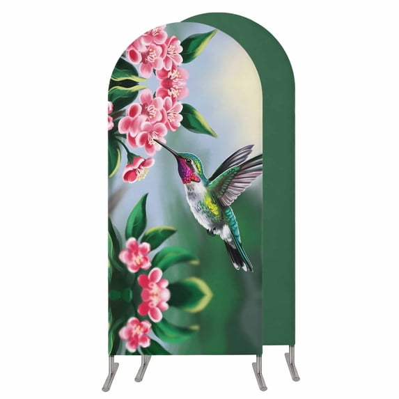 6FT Arch Backdrop Covers, Green Hummingbird Wedding Arch Cover Stretchy ...