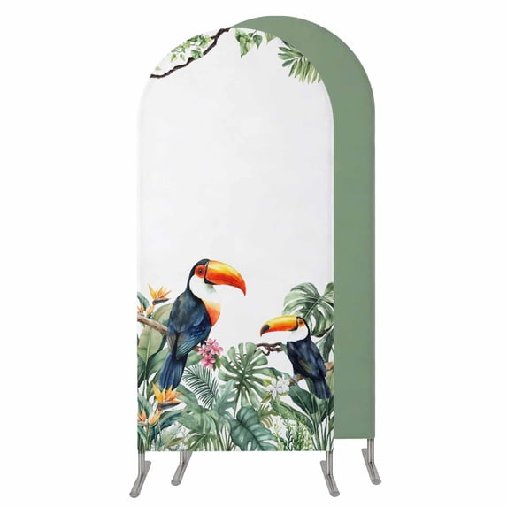 6FT Arch Backdrop Covers, Green Leaves Birds Wedding Arch Cover ...