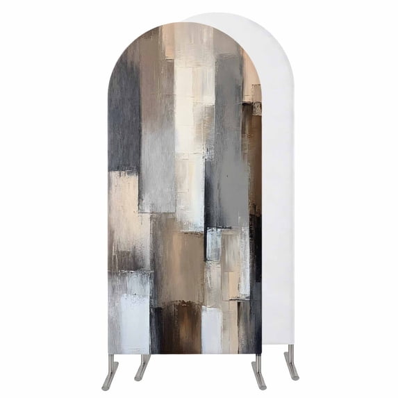 6FT Arch Backdrop Covers, Grey Brown Abstract Wedding Arch Cover ...