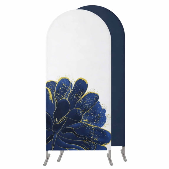 6FT Arch Backdrop Covers, Navy Blue Gold Wedding Arch Cover Stretchy ...