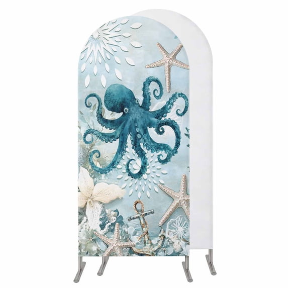 6FT Arch Backdrop Covers, Octopus Blue Wedding Arch Cover Stretchy ...