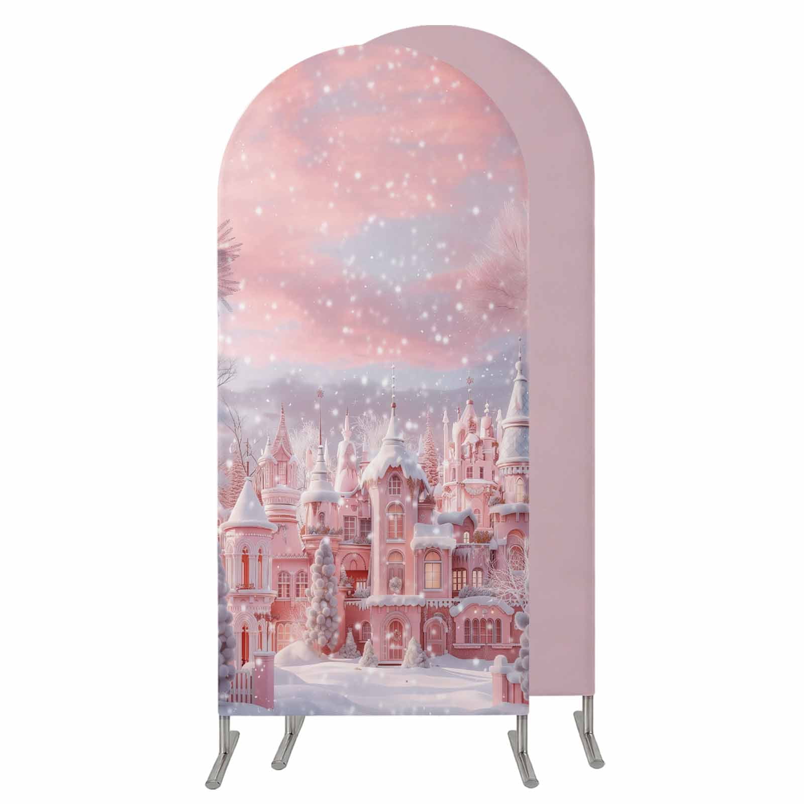 6FT Arch Backdrop Covers, Pink Christmas Wedding Arch Cover Stretchy ...