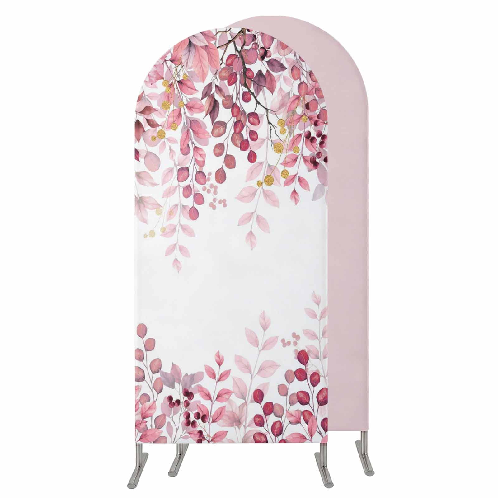6FT Arch Backdrop Covers, Pink Eucalyptus Leaves Wedding Arch Cover ...