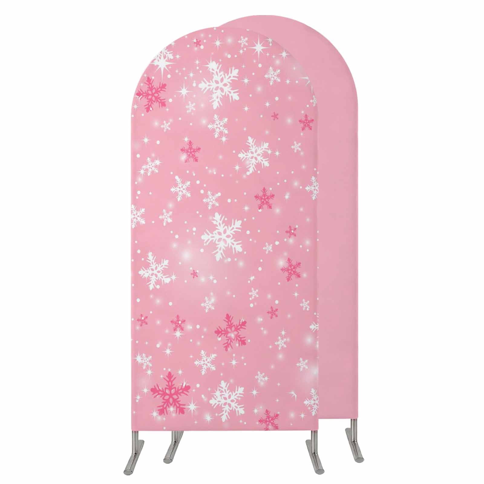 6FT Arch Backdrop Covers, Pink Snowflake Christmas Wedding Arch Cover ...