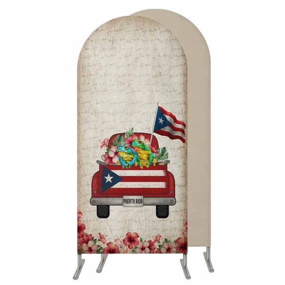 6FT Arch Backdrop Covers, Puerto Rican Flag Wedding Arch Cover Stretchy ...