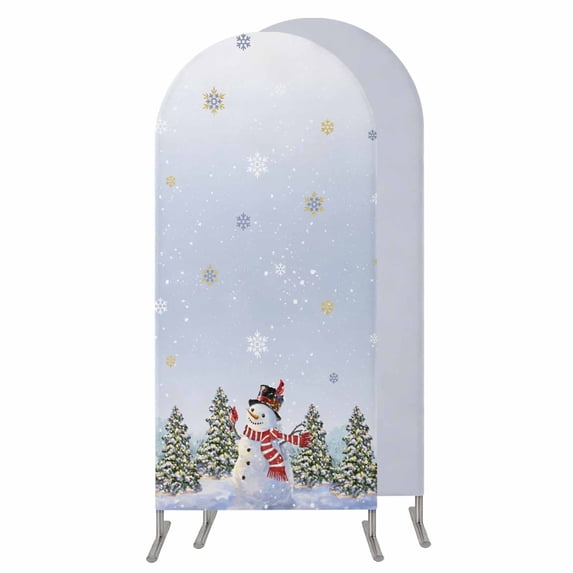 6FT Arch Backdrop Covers, Purple Blue Christmas Snowman Wedding Arch ...