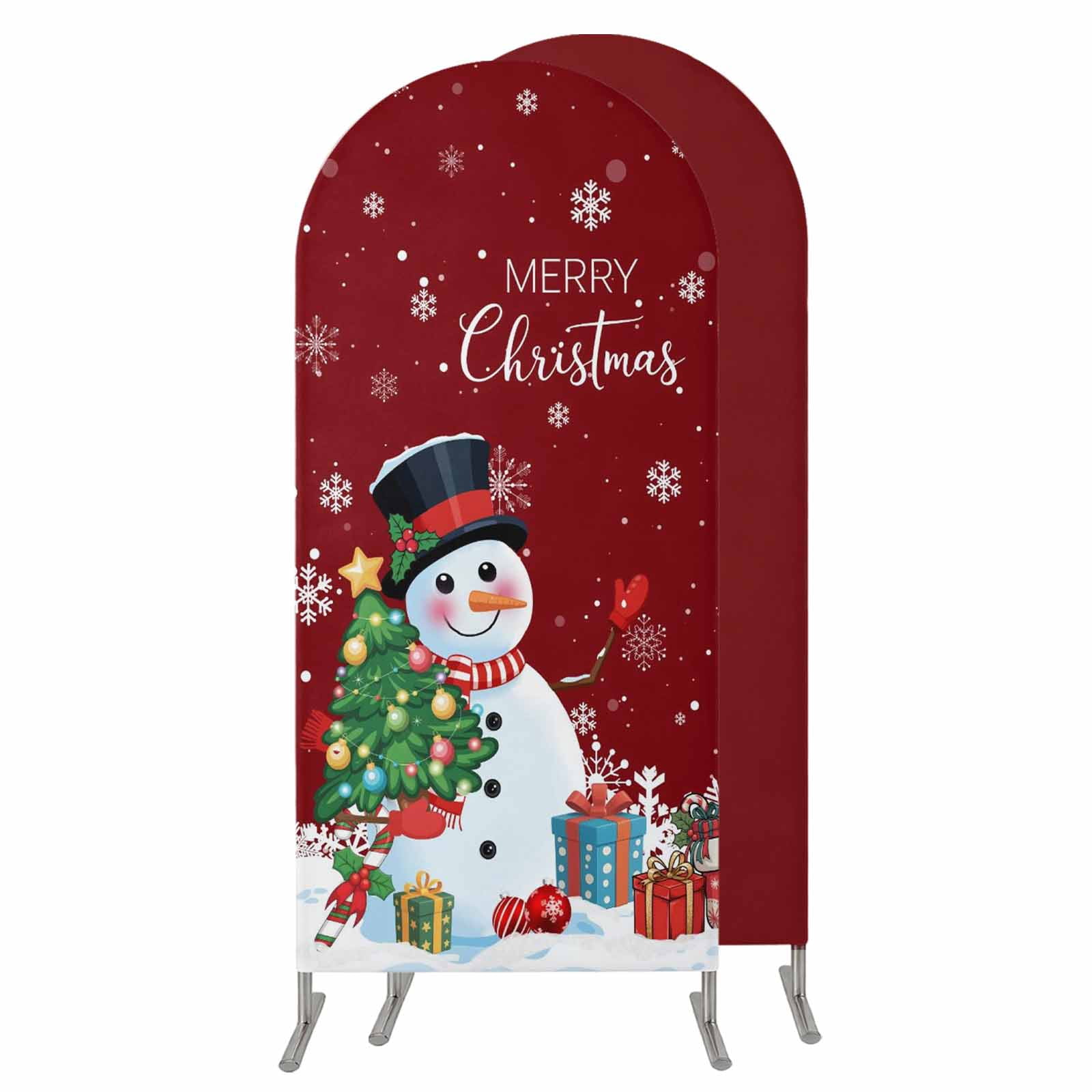 6FT Arch Backdrop Covers, Red Snowman Christmas Wedding Arch Cover ...