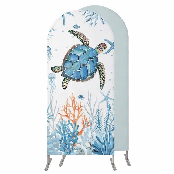 6FT Arch Backdrop Covers, Sea Turtle Coastal Wedding Arch Cover ...