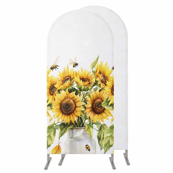 6FT Arch Backdrop Covers, Sunflower Bee Wedding Arch Cover Stretchy ...