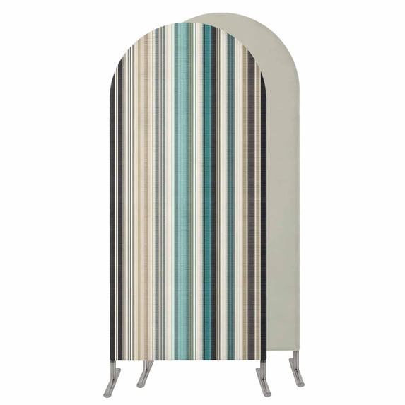6FT Arch Backdrop Covers, Teal Blue Striped Wedding Arch Cover Stretchy ...