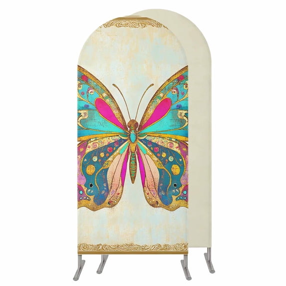 6FT Arch Backdrop Covers, Vintage Butterfly Wedding Arch Cover Stretchy ...