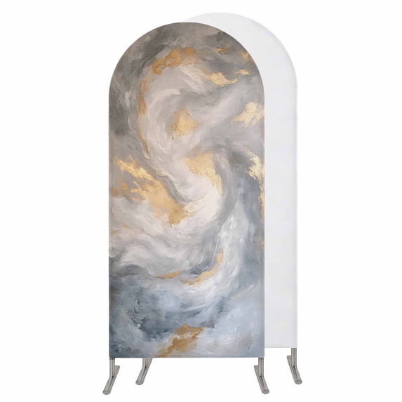 6FT Arch Backdrop Covers, Yellow Grey Ombre Wedding Arch Cover Stretchy ...