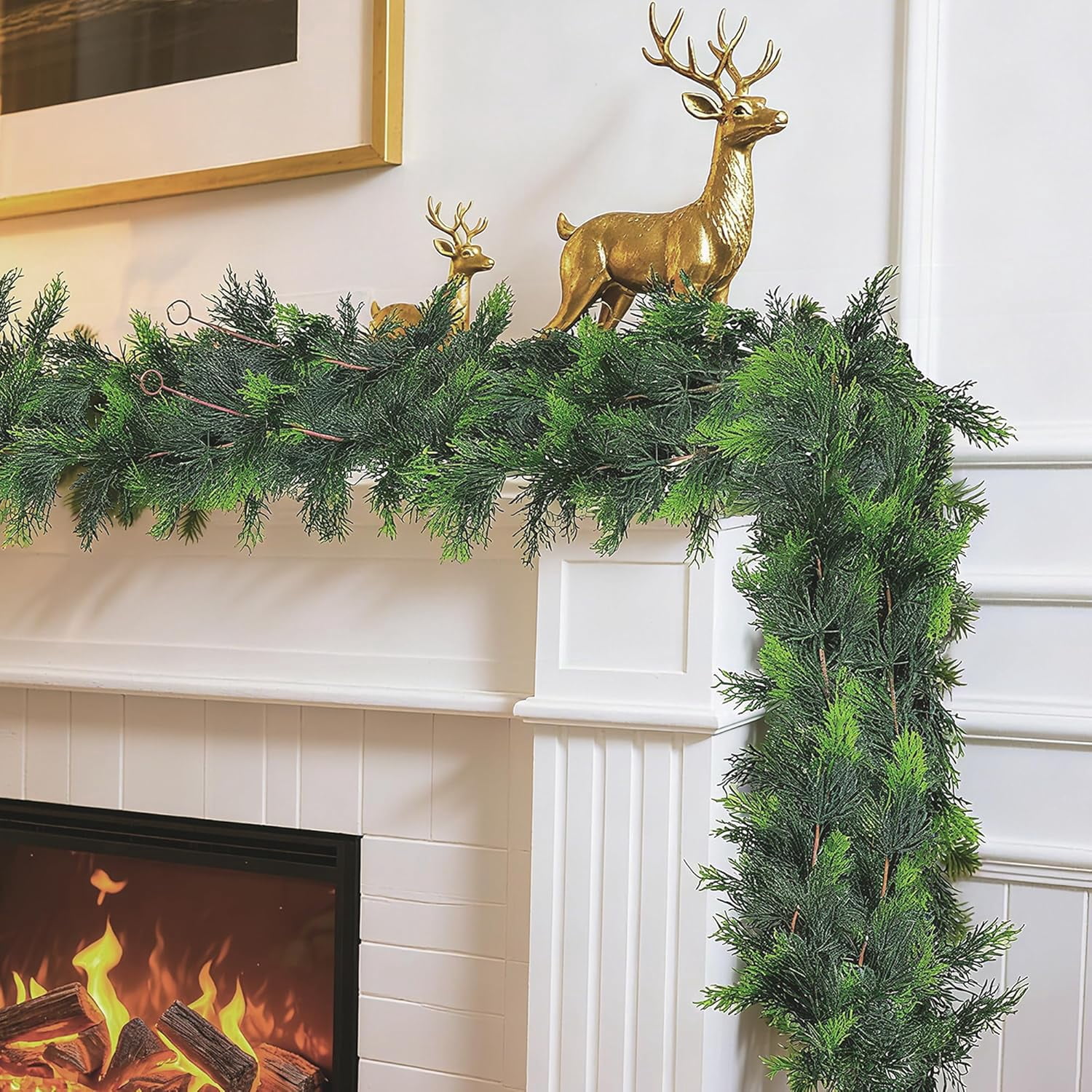 6FT Artificial Cedar Garland, Realistic Christmas Pine Garland, Lush ...