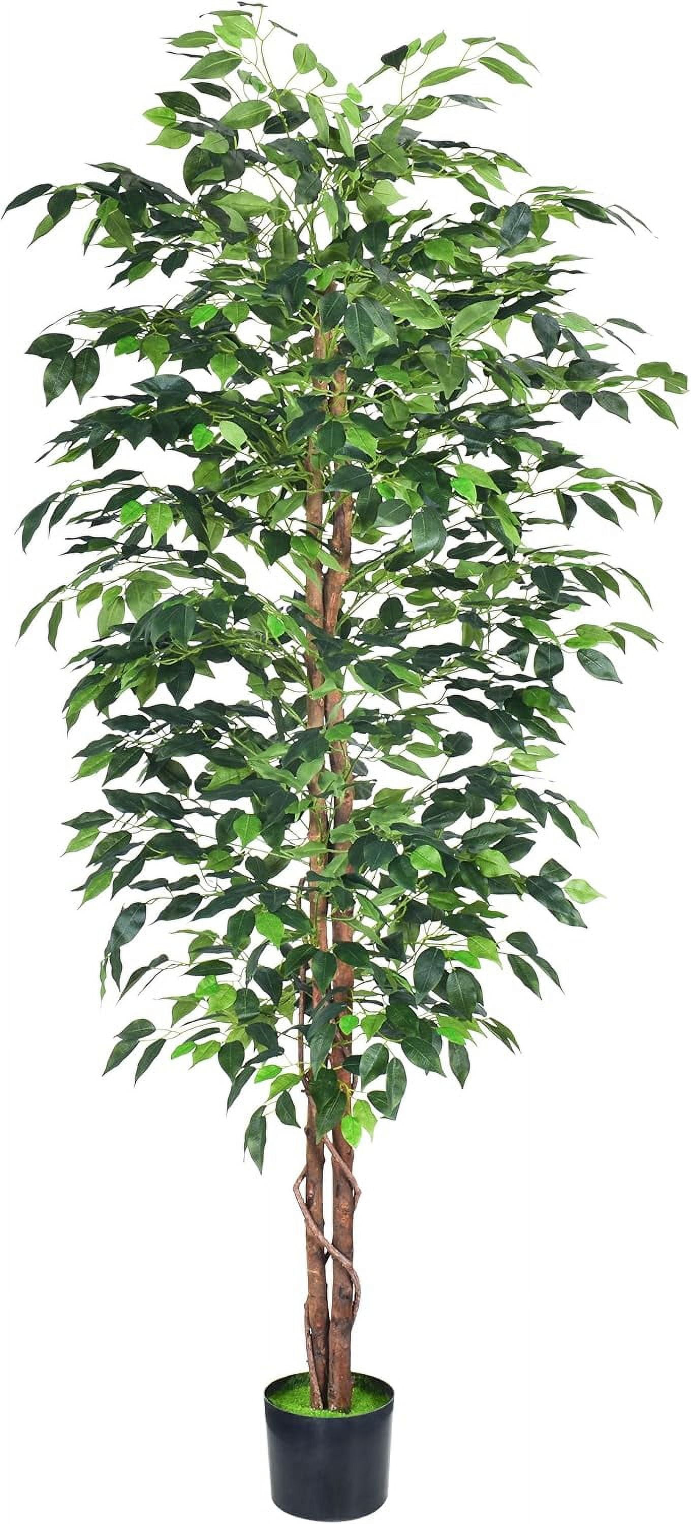 6FT Artificial Ficus Tree,Fake Plants with Sturdy Plastic Nursery Pot ...
