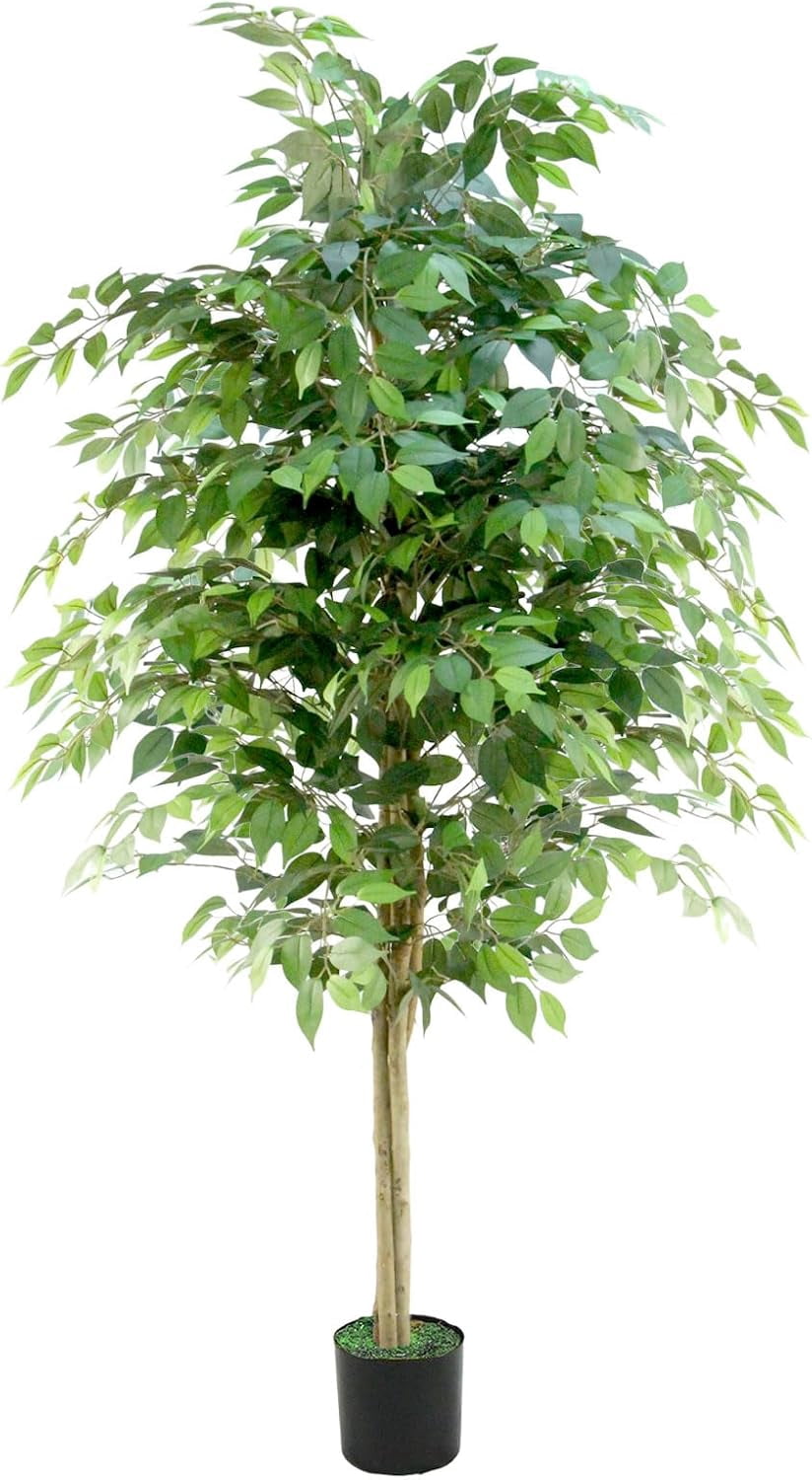 6FT Artificial Ficus Tree Realistic Faux Tree for Indoor & Outdoor ...