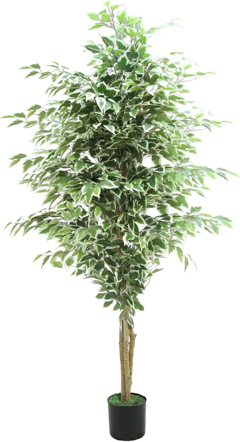 6FT Artificial Ficus Tree Realistic Faux Tree for Indoor & Outdoor ...