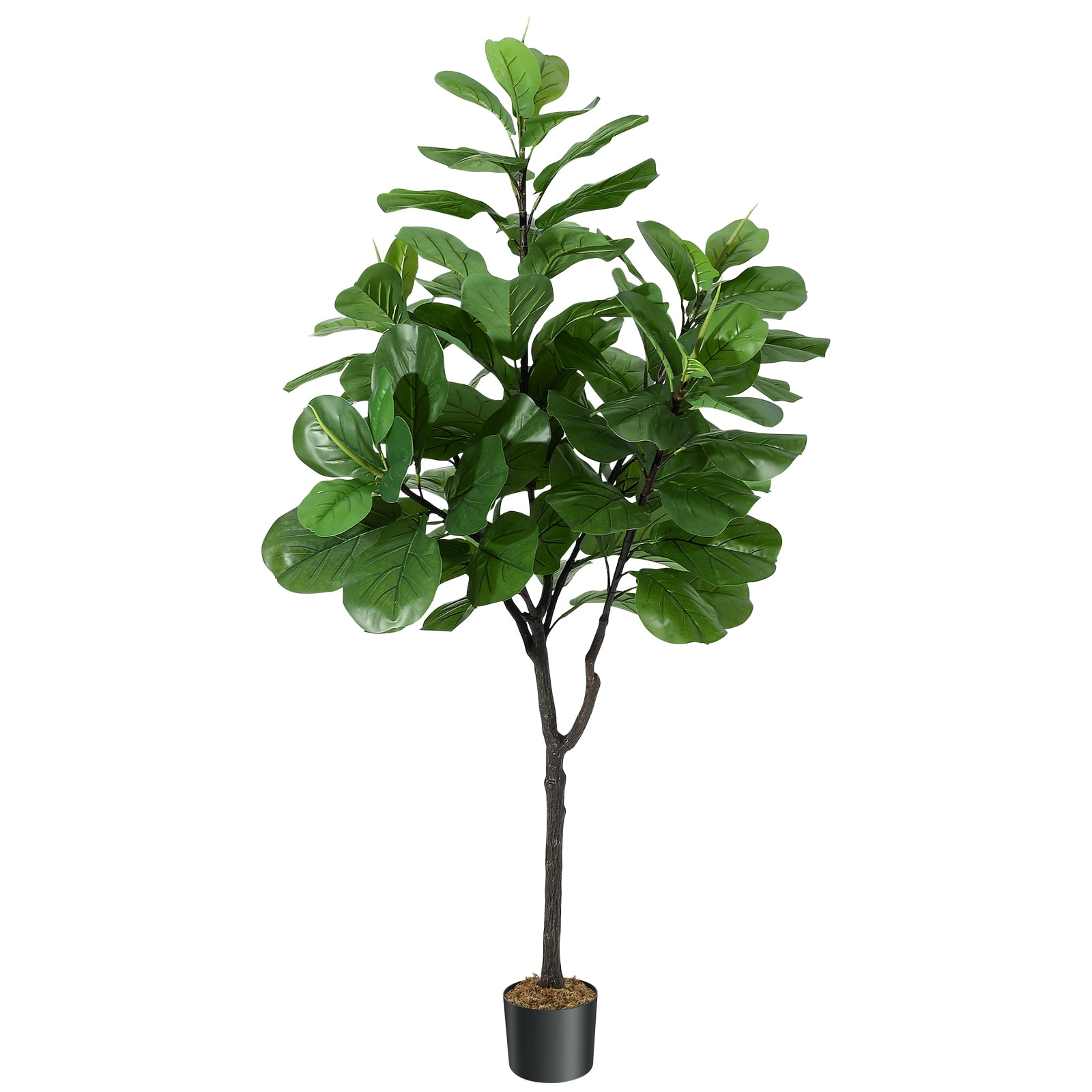 6FT Artificial Fiddle Leaf Fig Tree - Lifelike Faux Silk Ficus Tree for ...