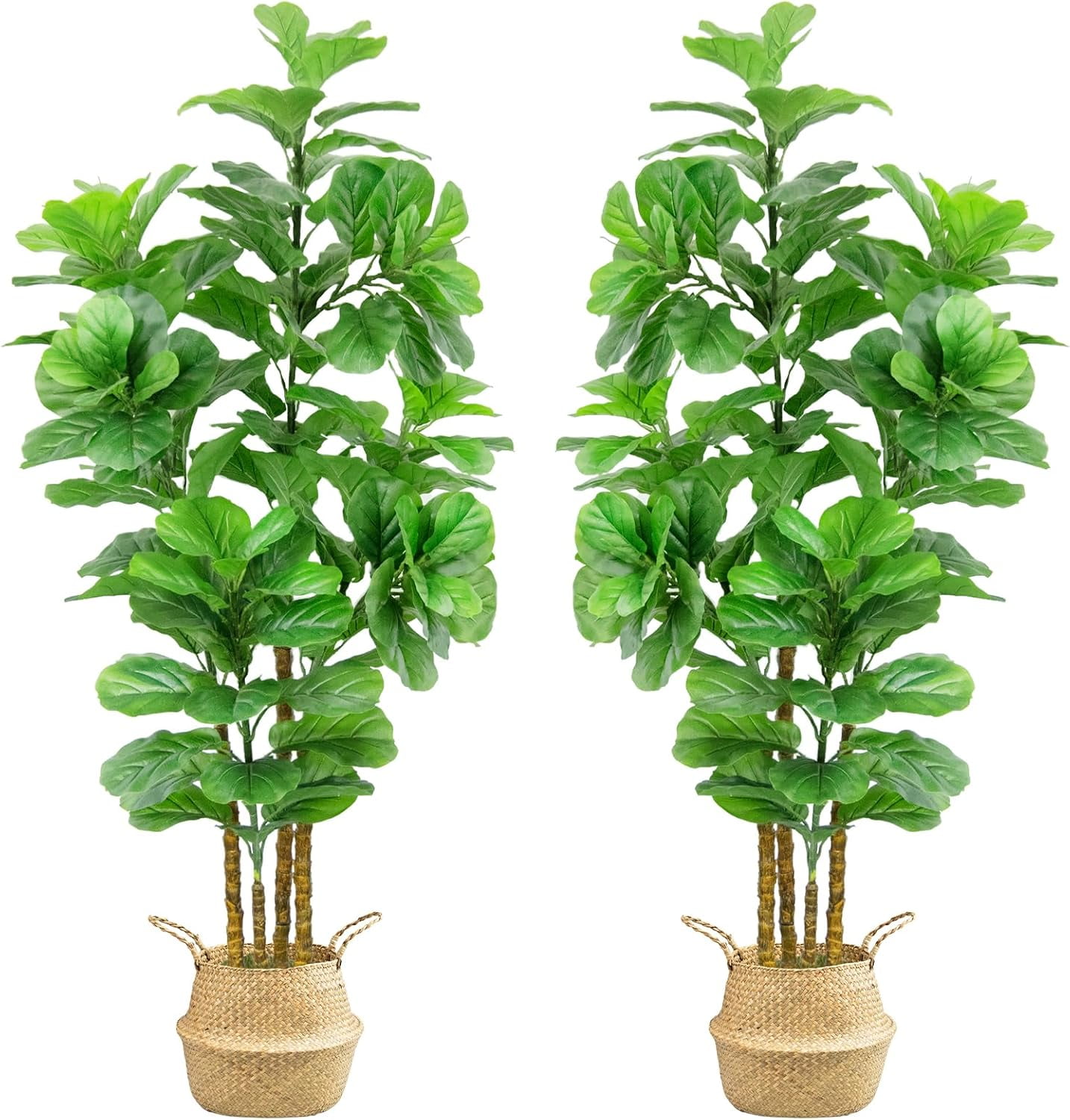 6FT Artificial Fiddle Leaf Fig Tree with Realistic Branch Leaves and ...