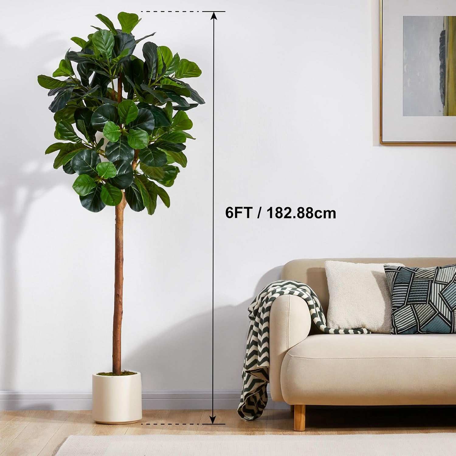 6FT Artificial Fiddle Leaf Fig Tree with White Planter - Walmart.com