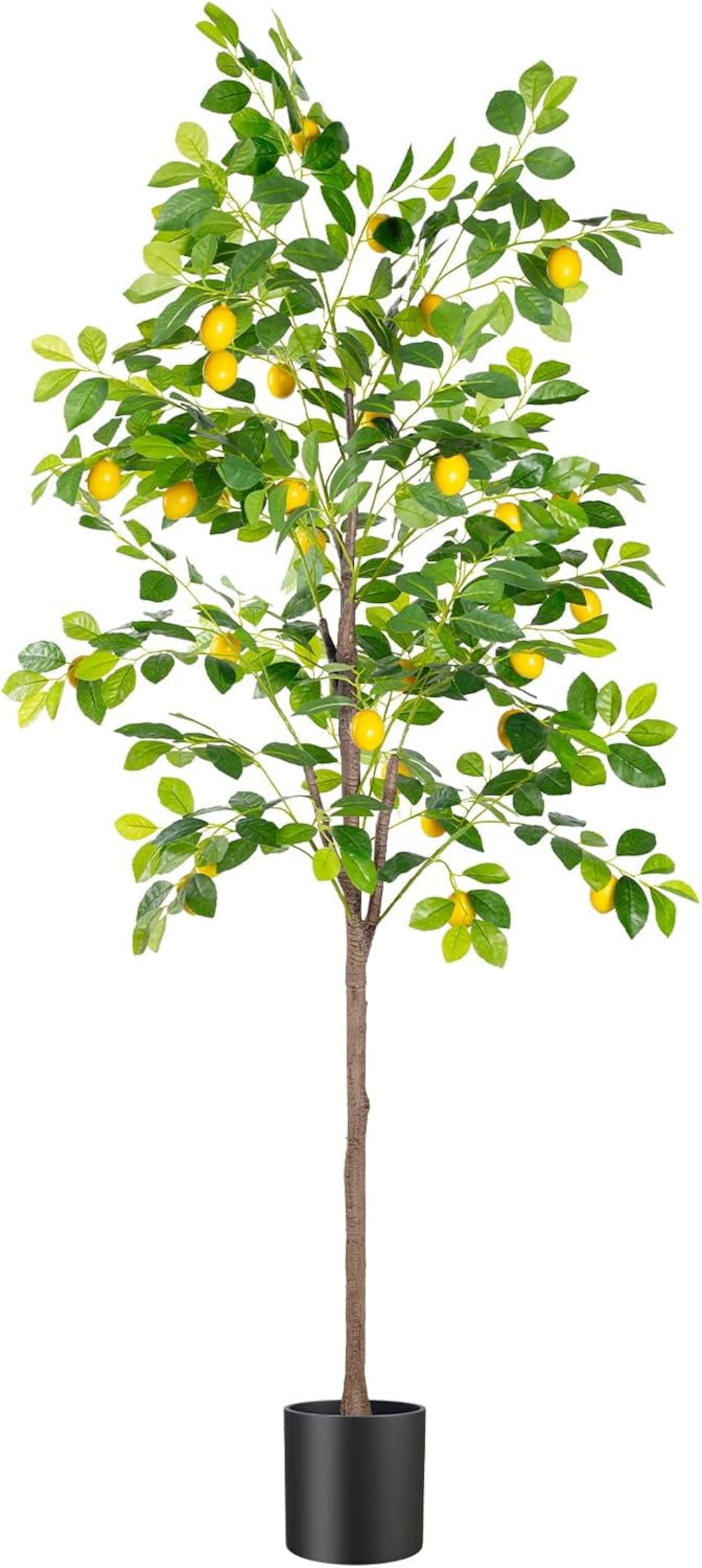 6FT Artificial Lemon Tree Tall Faux Lemon Tree, 6 Feet(72in) Fake Lemon ...