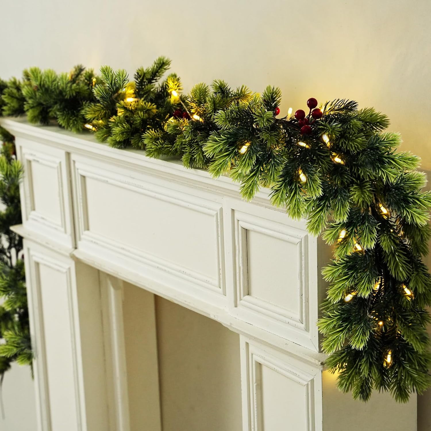 6FT Artificial Long Cedar Garlands - Real Touch Winter Pine Garland ...