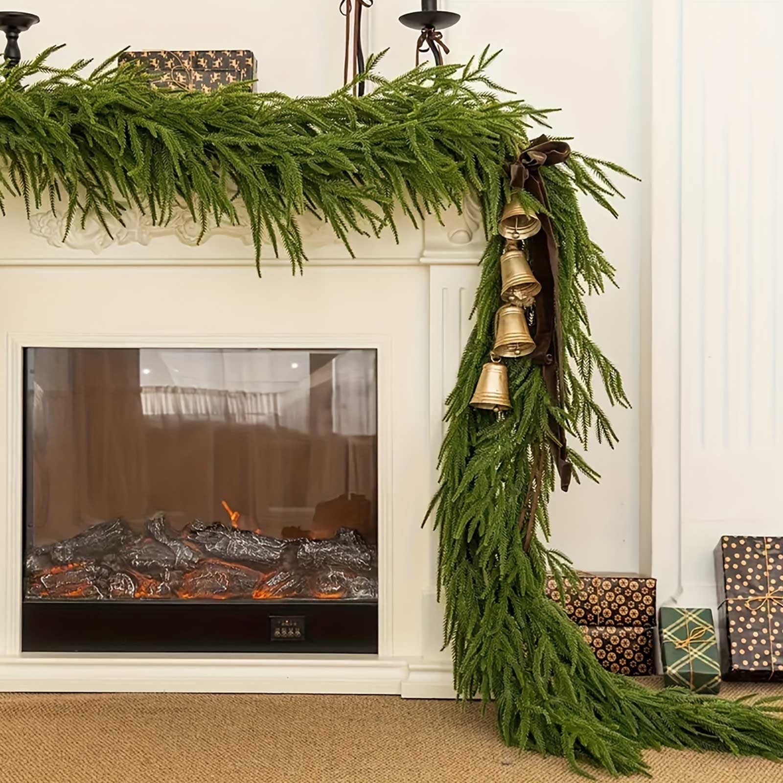 6FT Artificial Norfolk Pine Garlands, Real Touch Winter Pine Garland ...