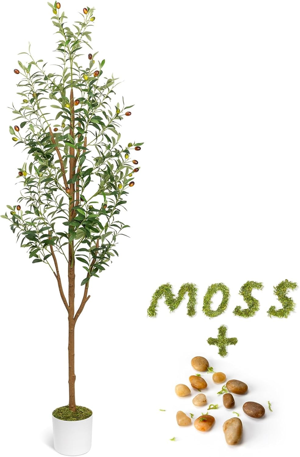 6FT Artificial Olive Tree - Indoor Tall Faux Olive Trees with Planter ...
