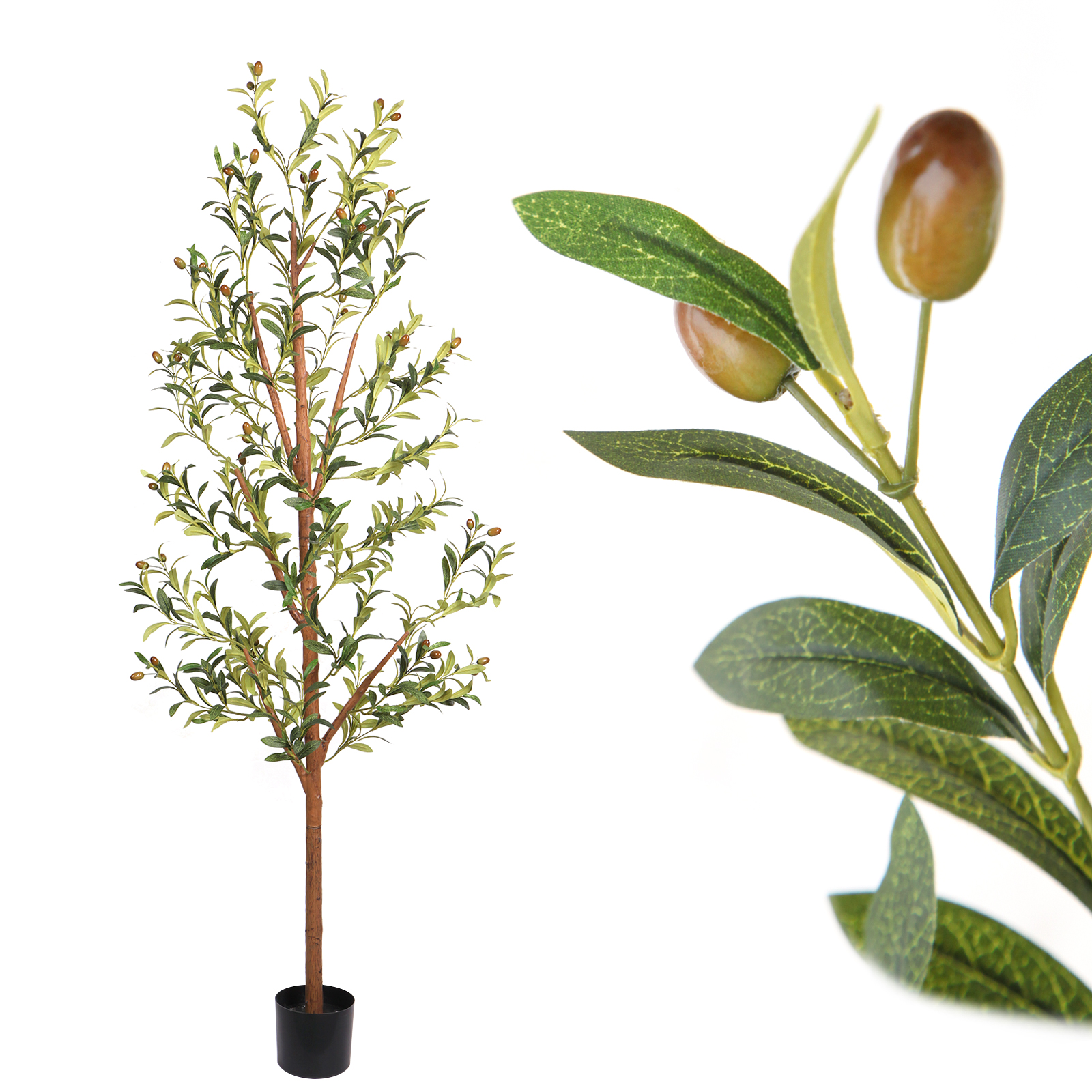 5FT Artificial Olive Tree, Potted Indoor Plants with Realistic Fruits ...