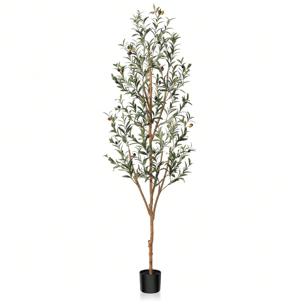 6FT Artificial Olive Tree With Realistic Leaves And Natural Trunk, Silk ...