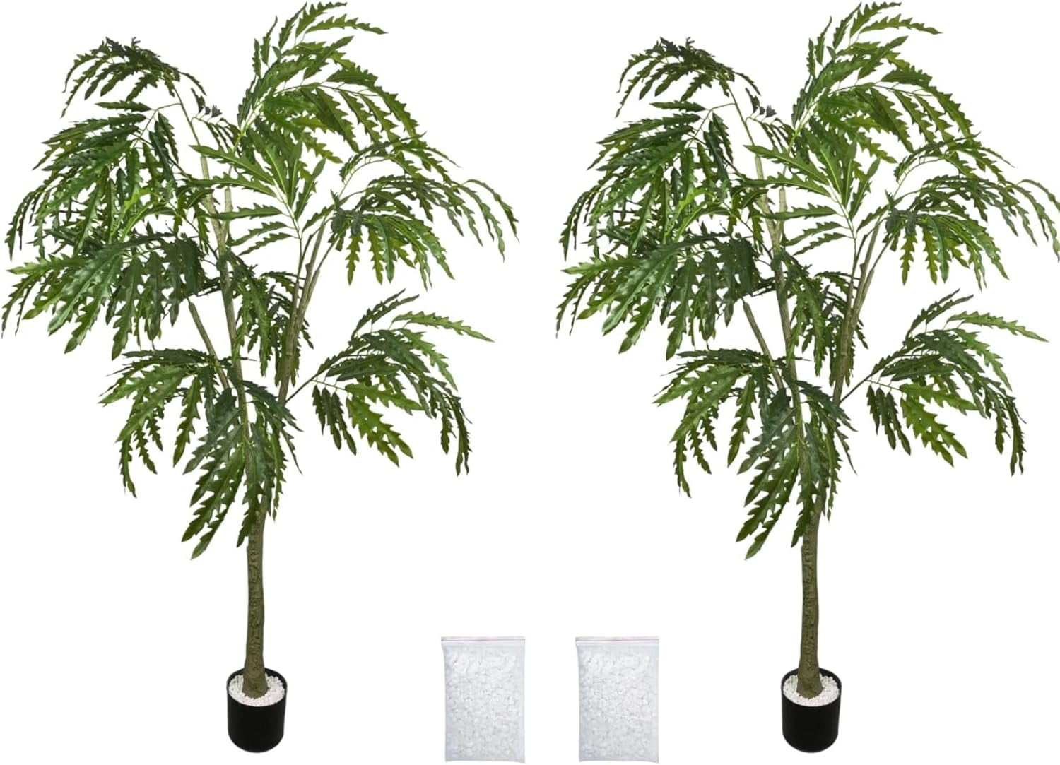 6FT Artificial Potted Tree 2 Pack Faux Trees Fake Plant False Aralia ...