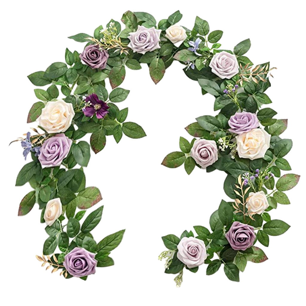 6FT Artificial Rose Flower Runner Rustic Flower Garland Mantle Floral ...