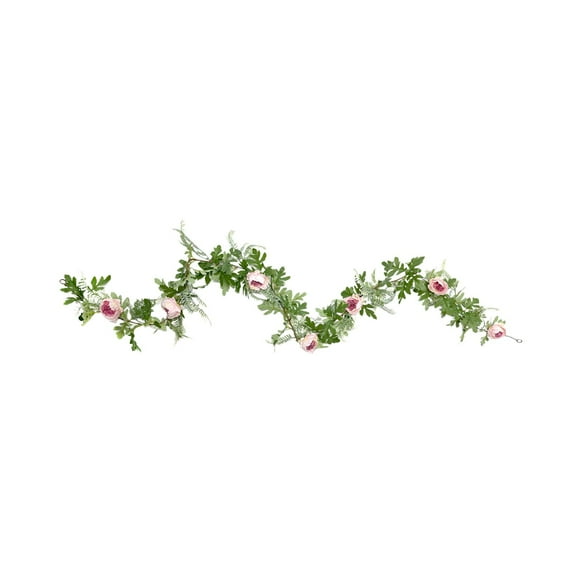 6FT Artificial Rose Garland with Dense Foliage, 6FT Long Artificial ...