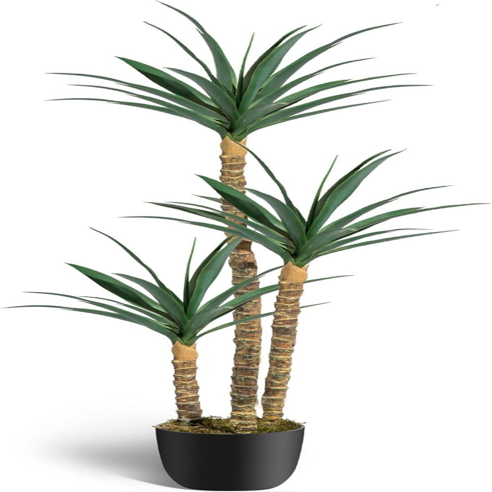6FT Artificial Tree Faux Agave Plant Indoor, Tall Faux Plant with 3 ...