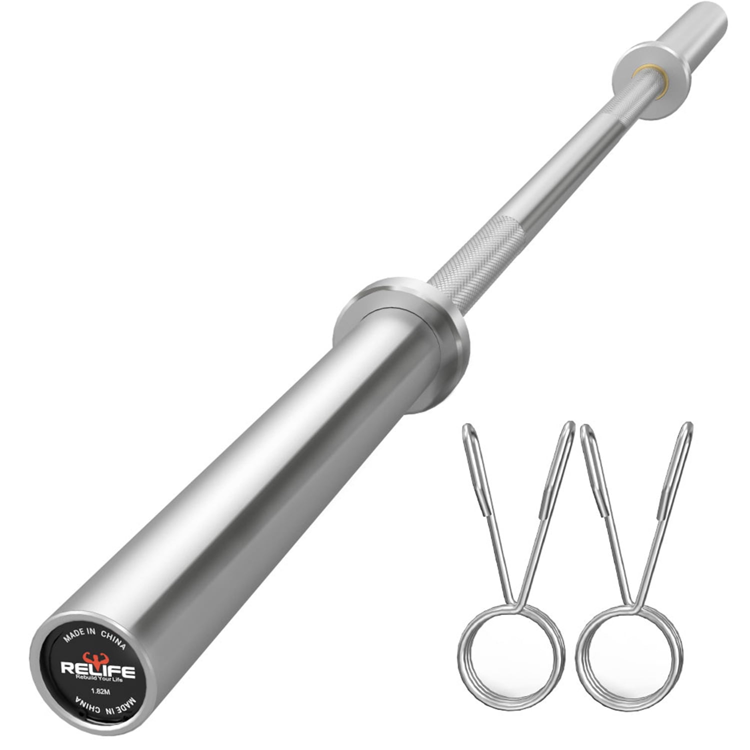 6FT Barbell Olympic Barbell Bar Weightlifting Strength Training ...